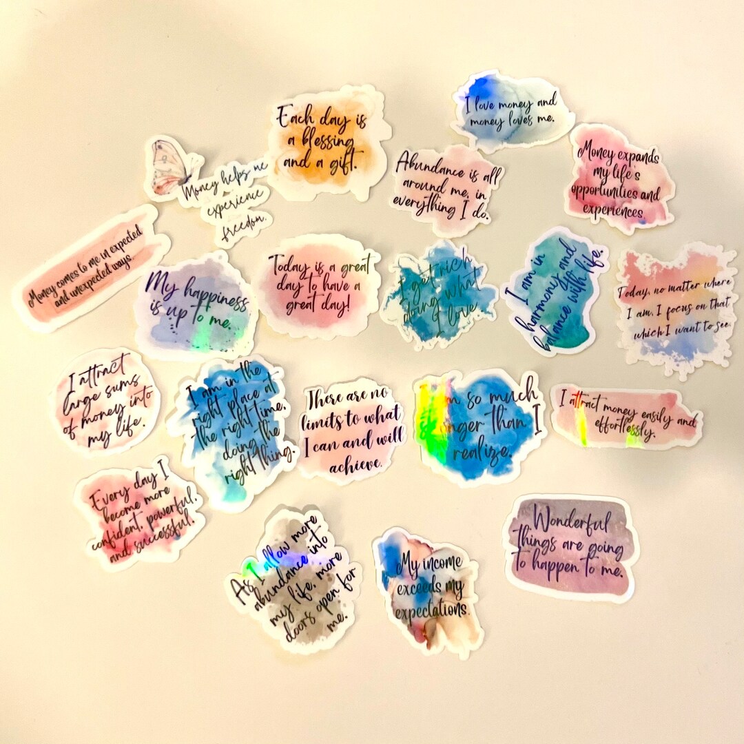 Affirmation Watercolor Sticker Set, Waterproof for Notebooks, Water ...