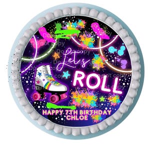 Roller Skate Edible Caketopper, Roller Blade Theme, Retro Neon ...