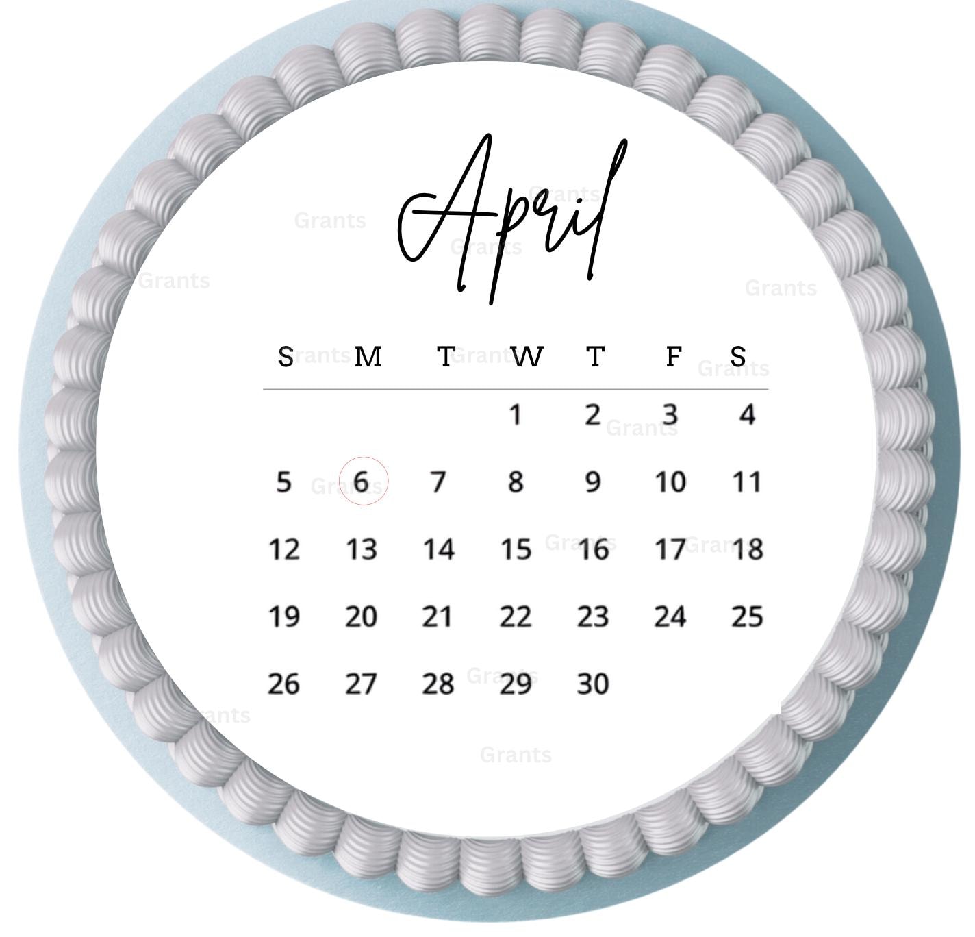2026 Calendar Edible Cake Topper, Custom Date, Minimalist Cake ...