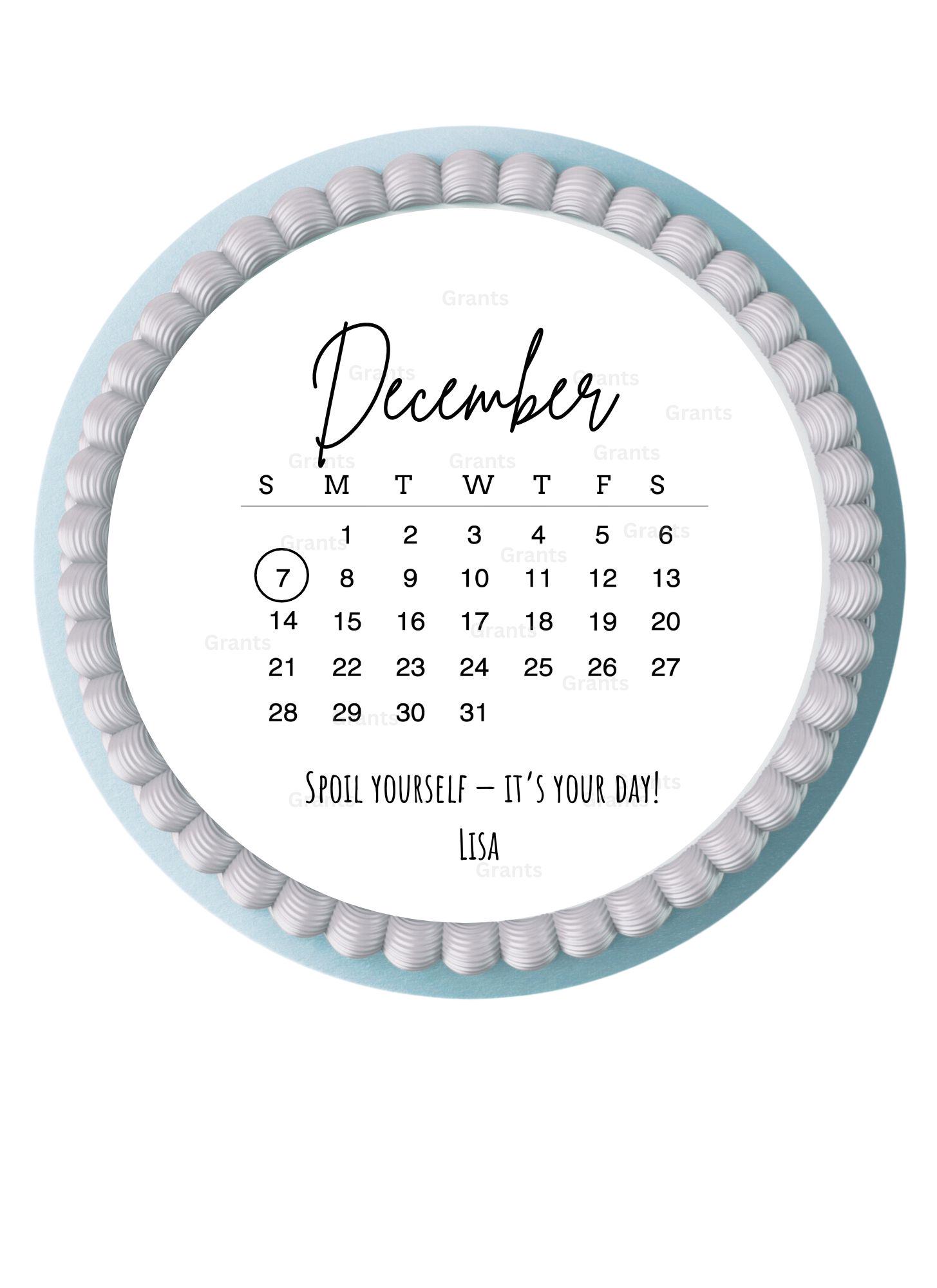 2026 Calendar Edible Cake Topper, Custom Date, Minimalist Cake ...