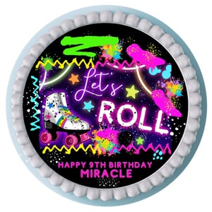 Roller Skate Edible Caketopper, Roller Blade Theme, Retro Neon ...