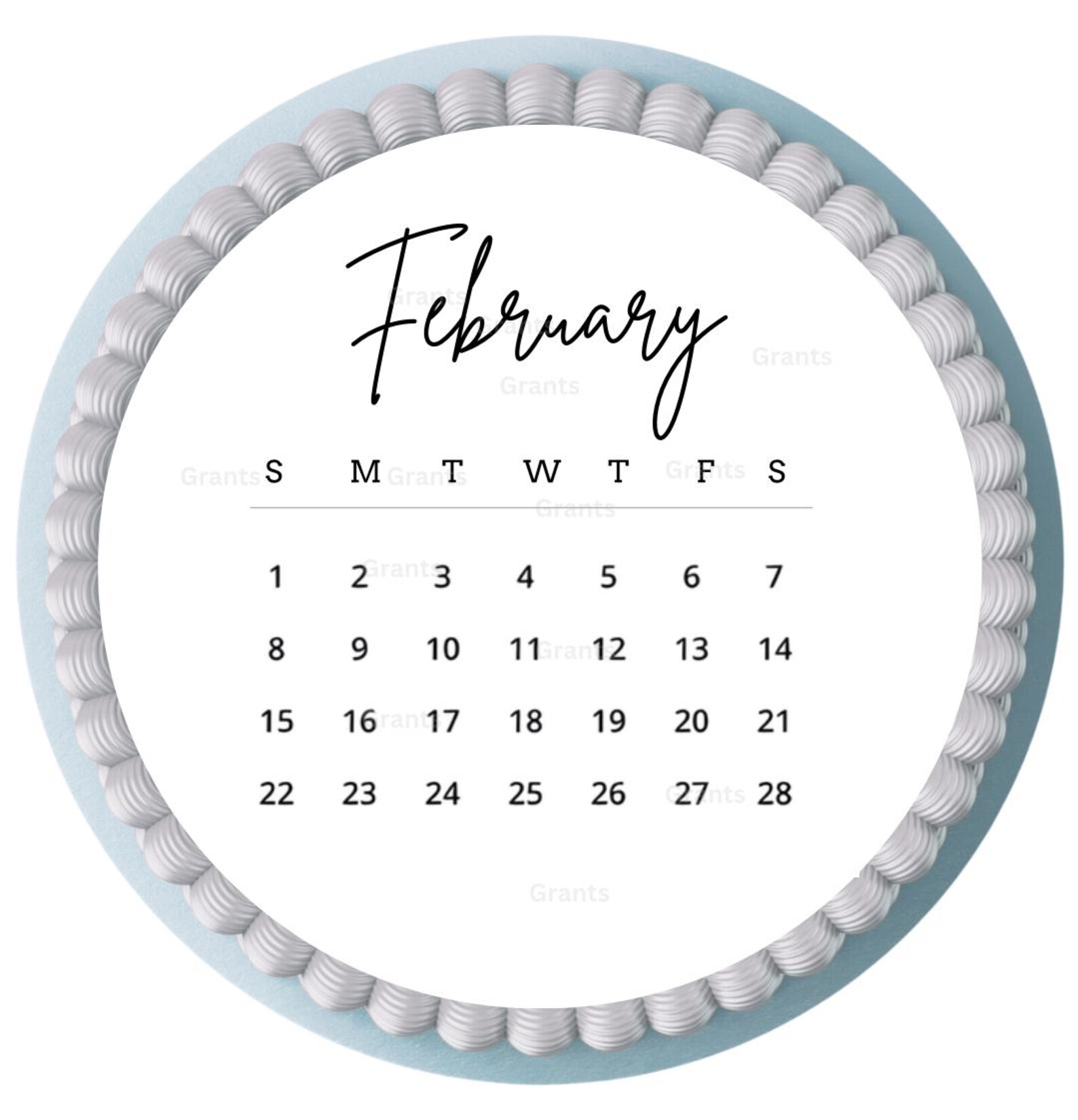 2026 Calendar Edible Cake Topper, Custom Date, Minimalist Cake ...