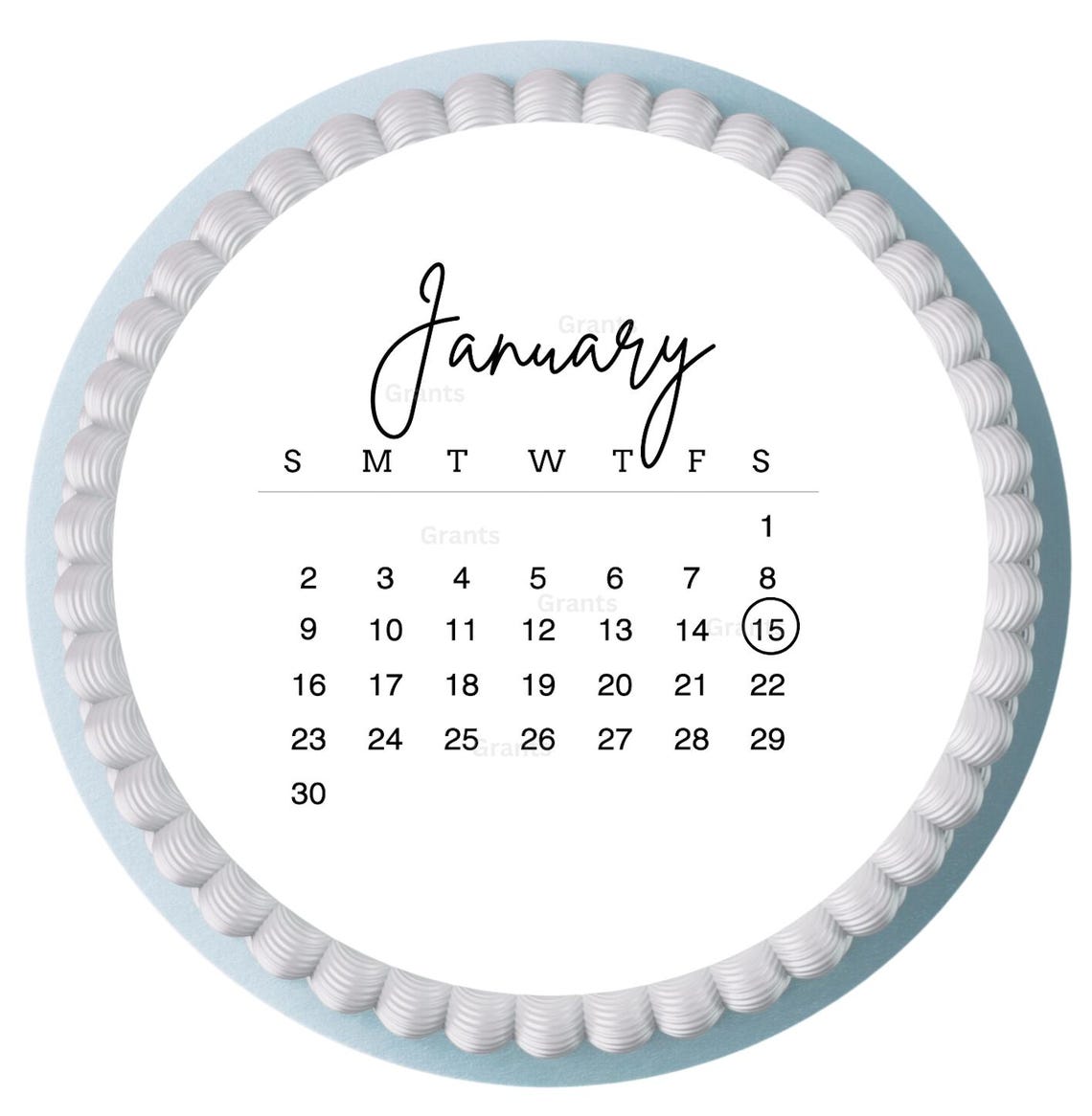 2026 Calendar Edible Cake Topper, Custom Date, Minimalist Cake ...