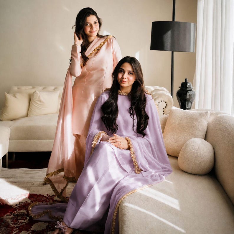 Sheesha Silk Pakistani Dress 3PC Set, Farshi Shalwar Suit, Handmade ...