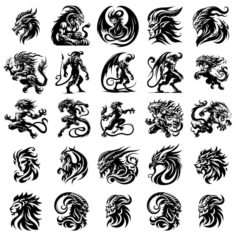 Belial Demon SVG Bundle, Dark Fantasy Monster PNG EPS Collection (114 ...