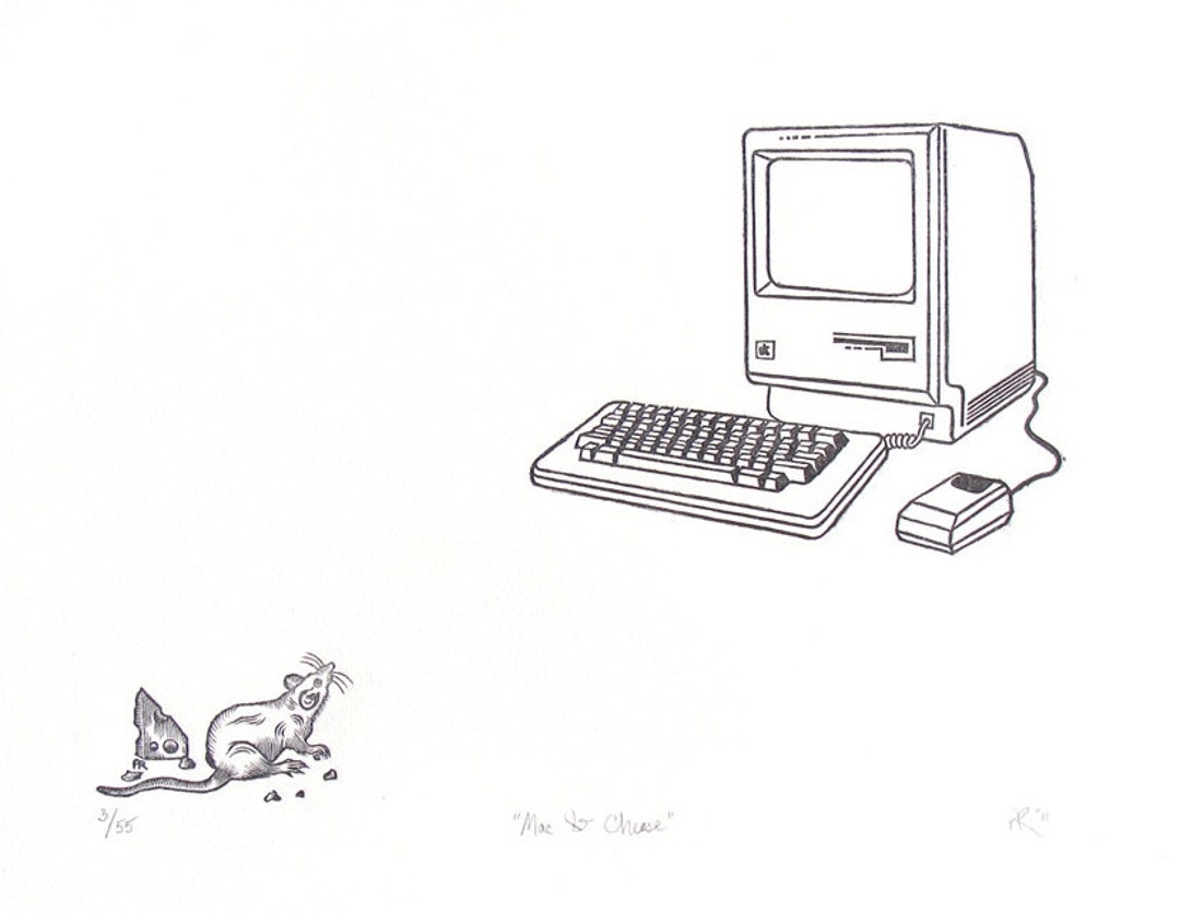 Computer and Mouse Wood Engraving, Mac & Cheese, Apple, Mac Plus - Etsy