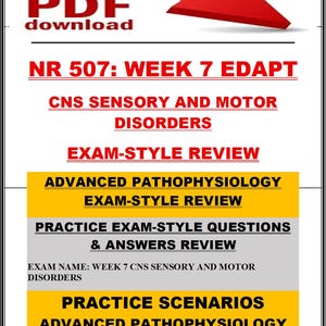 NR 507: CNS Sensory & Motor Disorders | Week 7 EDAPT Advanced ...
