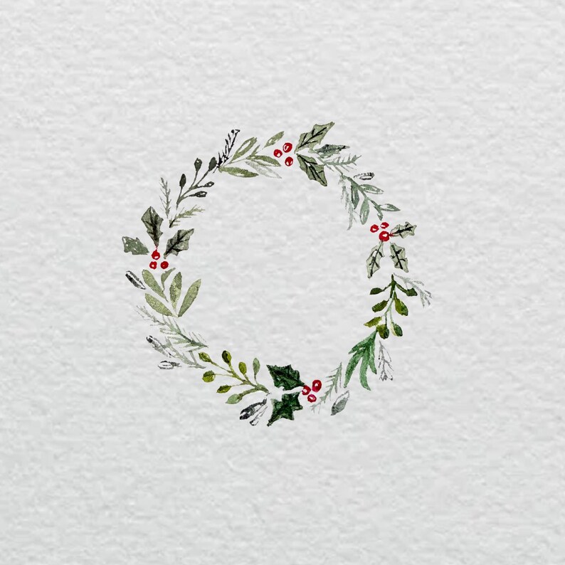 Watercolor Christmas Wreath Print – Winter Botanical Wall Art, Holiday ...
