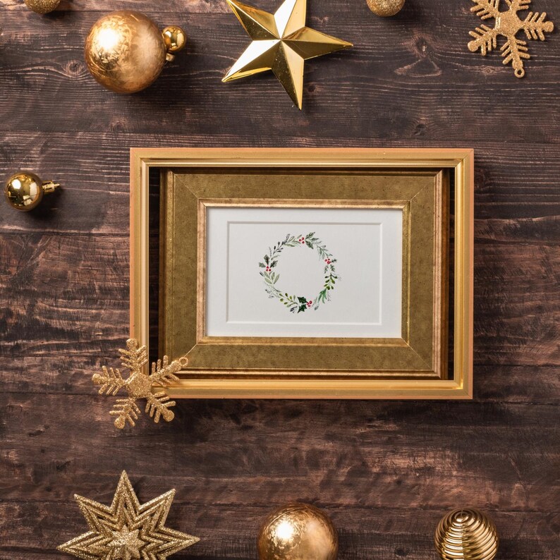 Watercolor Christmas Wreath Print – Winter Botanical Wall Art, Holiday ...