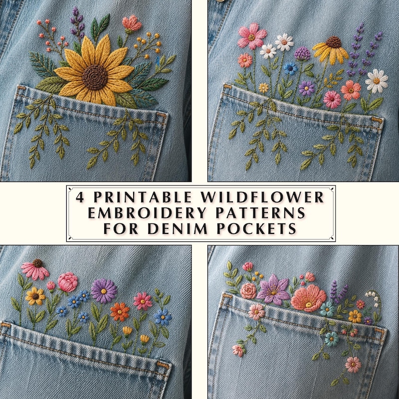 Denim Embroidery Patterns - Etsy