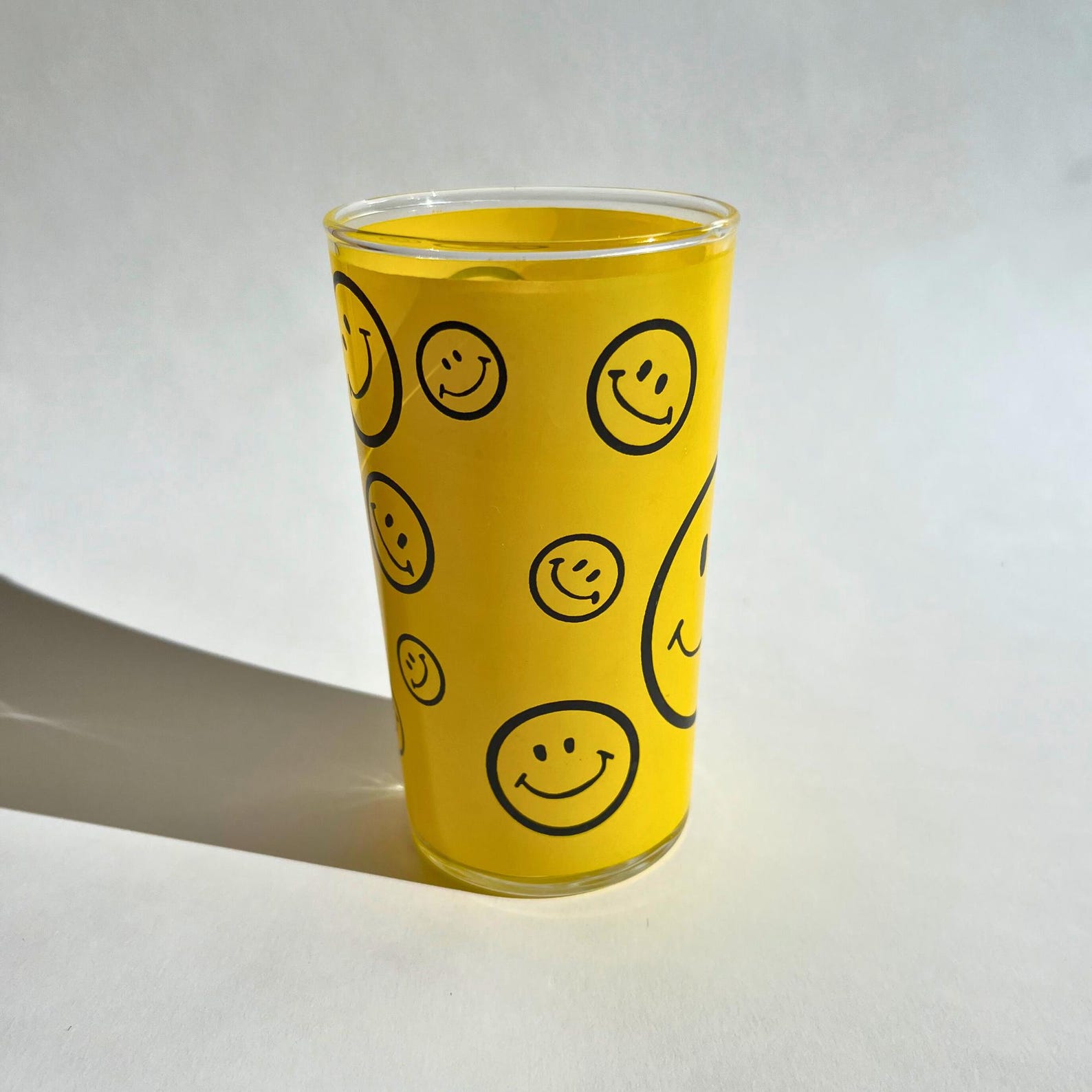 Vintage Smiley Face Drinking Glass 1970s - Etsy