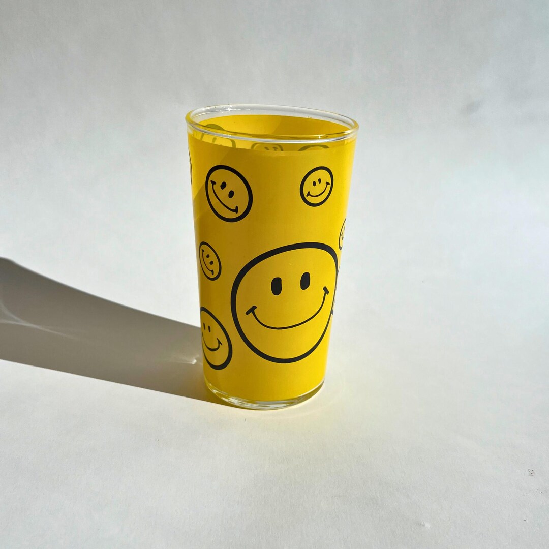 Vintage Smiley Face Drinking Glass 1970s - Etsy