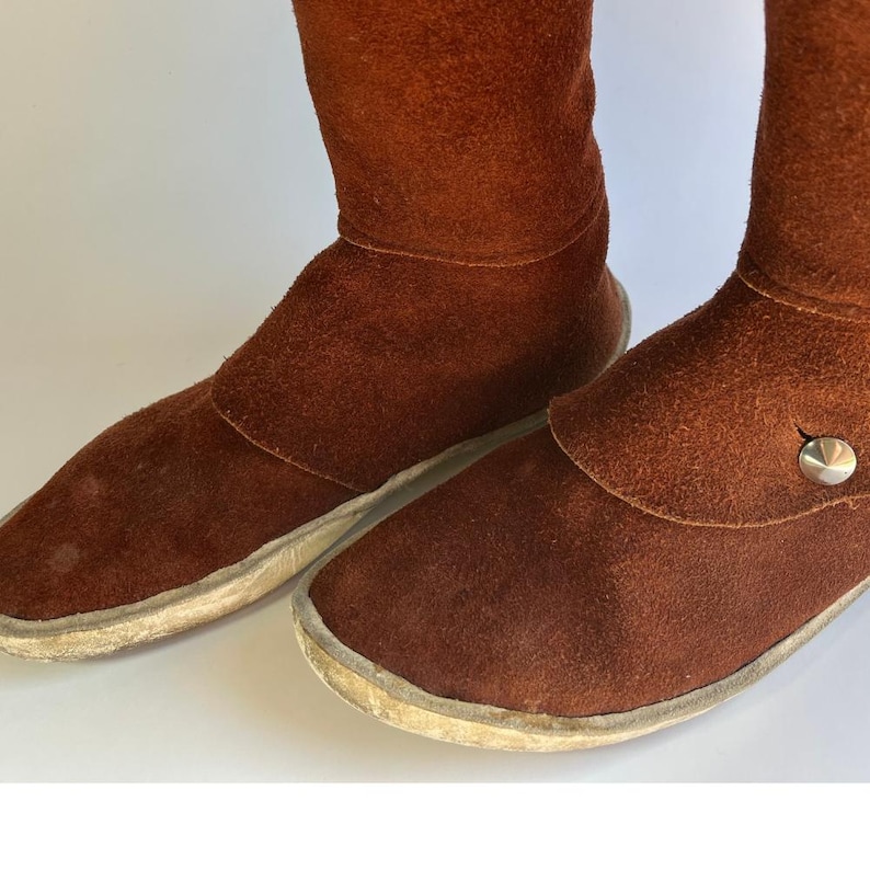 Moccasins With 10 Side Buttons Handmade Leather Vintage - Etsy