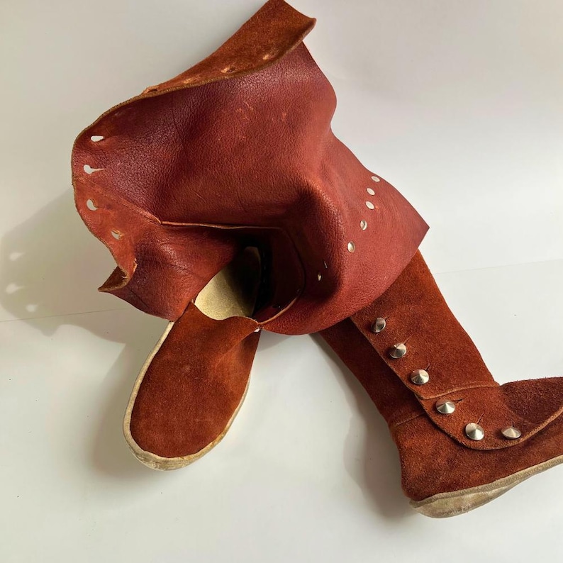 Moccasins With 10 Side Buttons Handmade Leather Vintage - Etsy