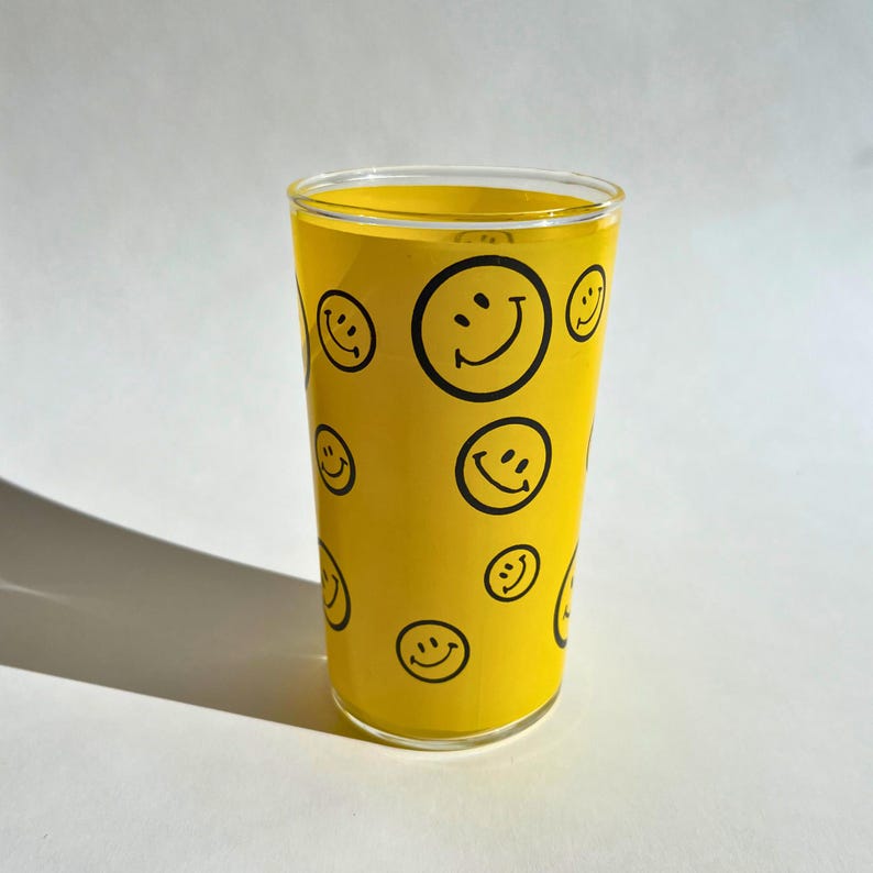 Vintage Smiley Face Drinking Glass 1970s - Etsy