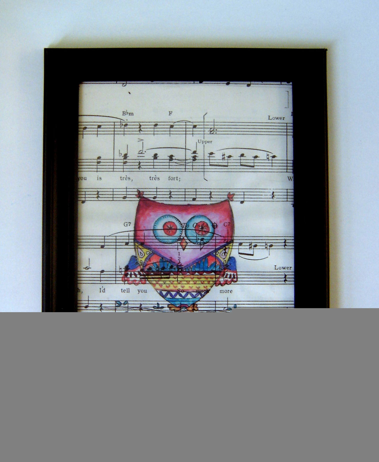 Owl Music Sheet Colorful Picture Print Nursery Baby Teacher Music Lover ...