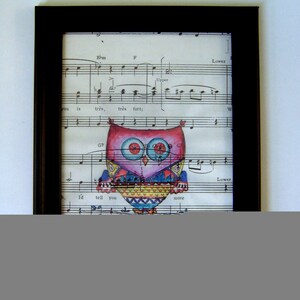 Owl Music Sheet Colorful Picture Print Nursery Baby Teacher Music Lover ...