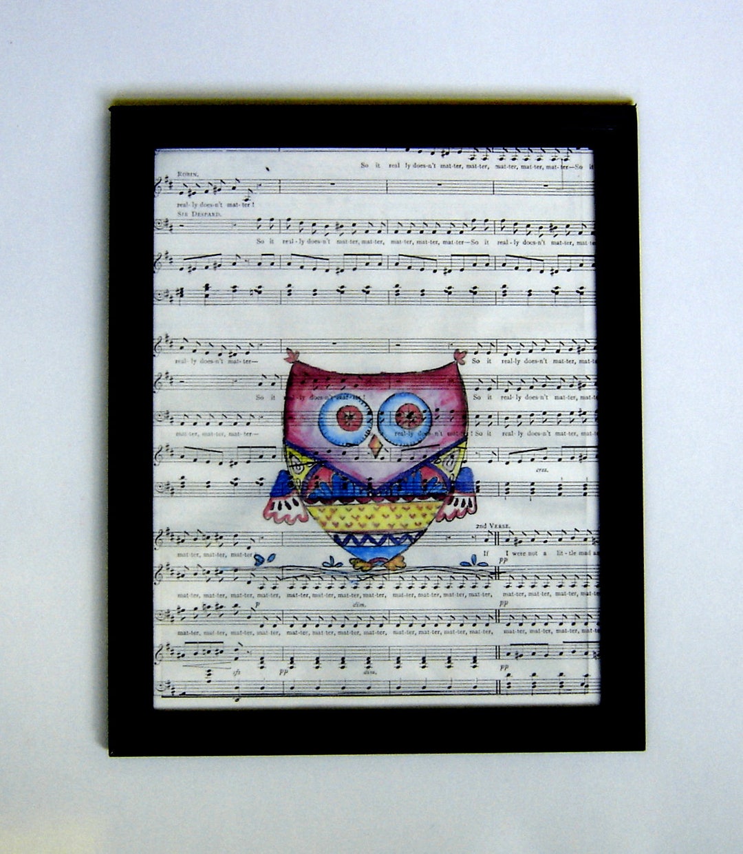 Owl Music Sheet Colorful Picture Print Nursery Baby Teacher Music Lover ...