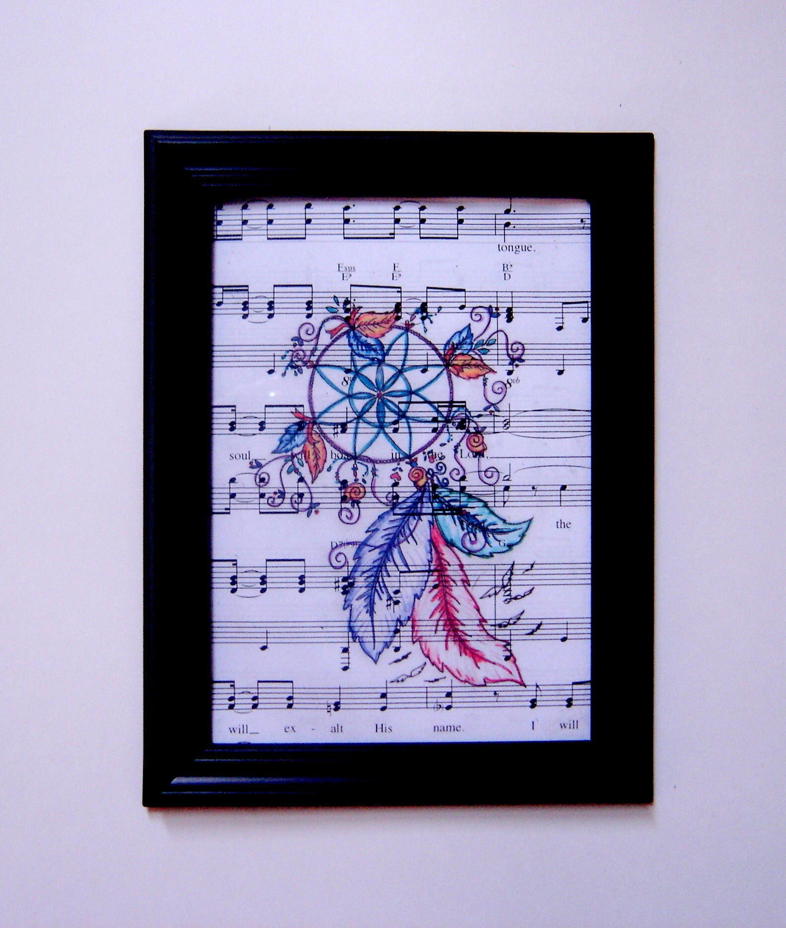 Dreamcatcher Music Sheet Picture Print Piano Chorus Teacher Handmade ...
