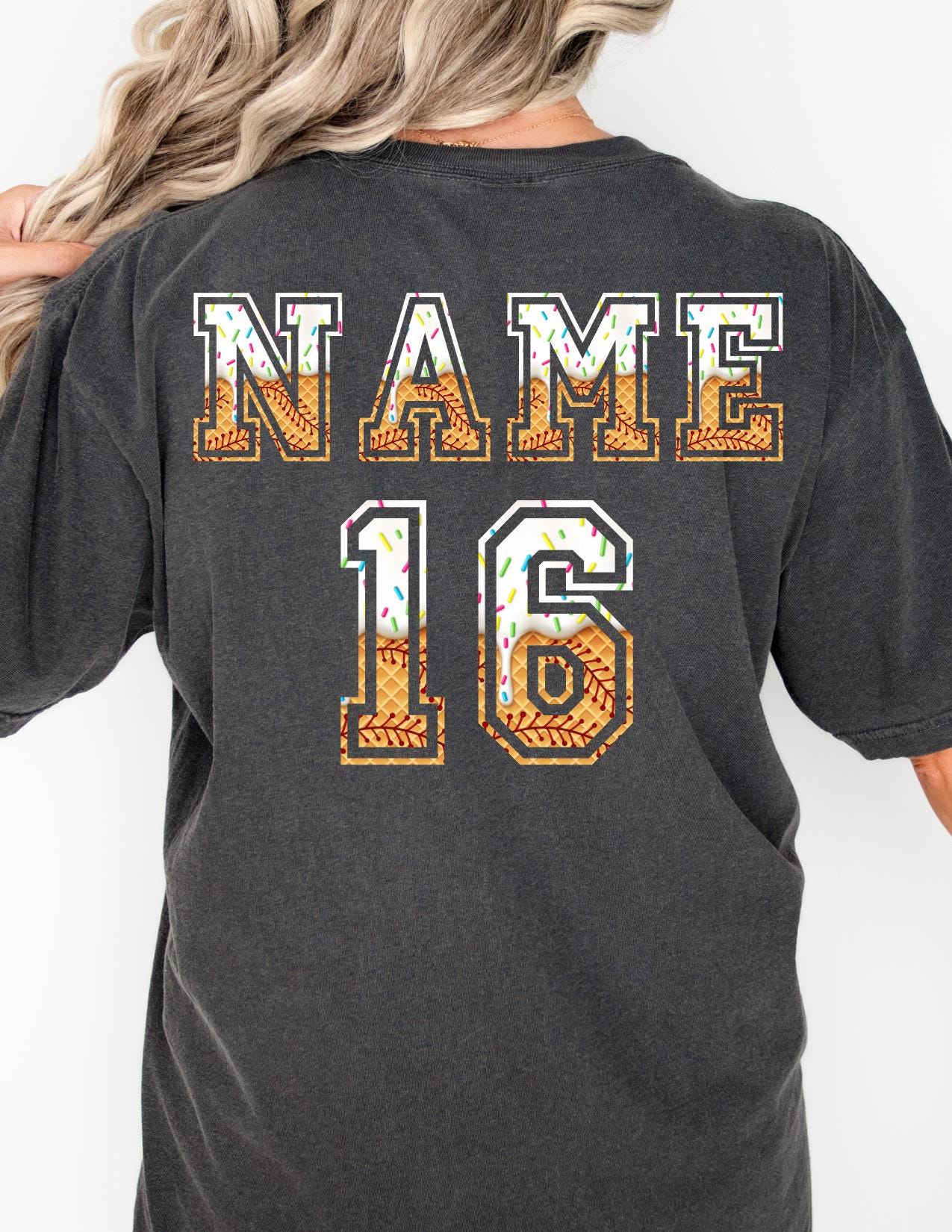 Baseball Ice Cream Drip Alphabet Doodle PNG, Pink & Blue Varsity ...