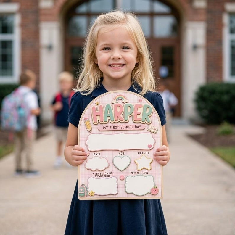 Custom First Day of School Sign, Personalized Back to School Board ...