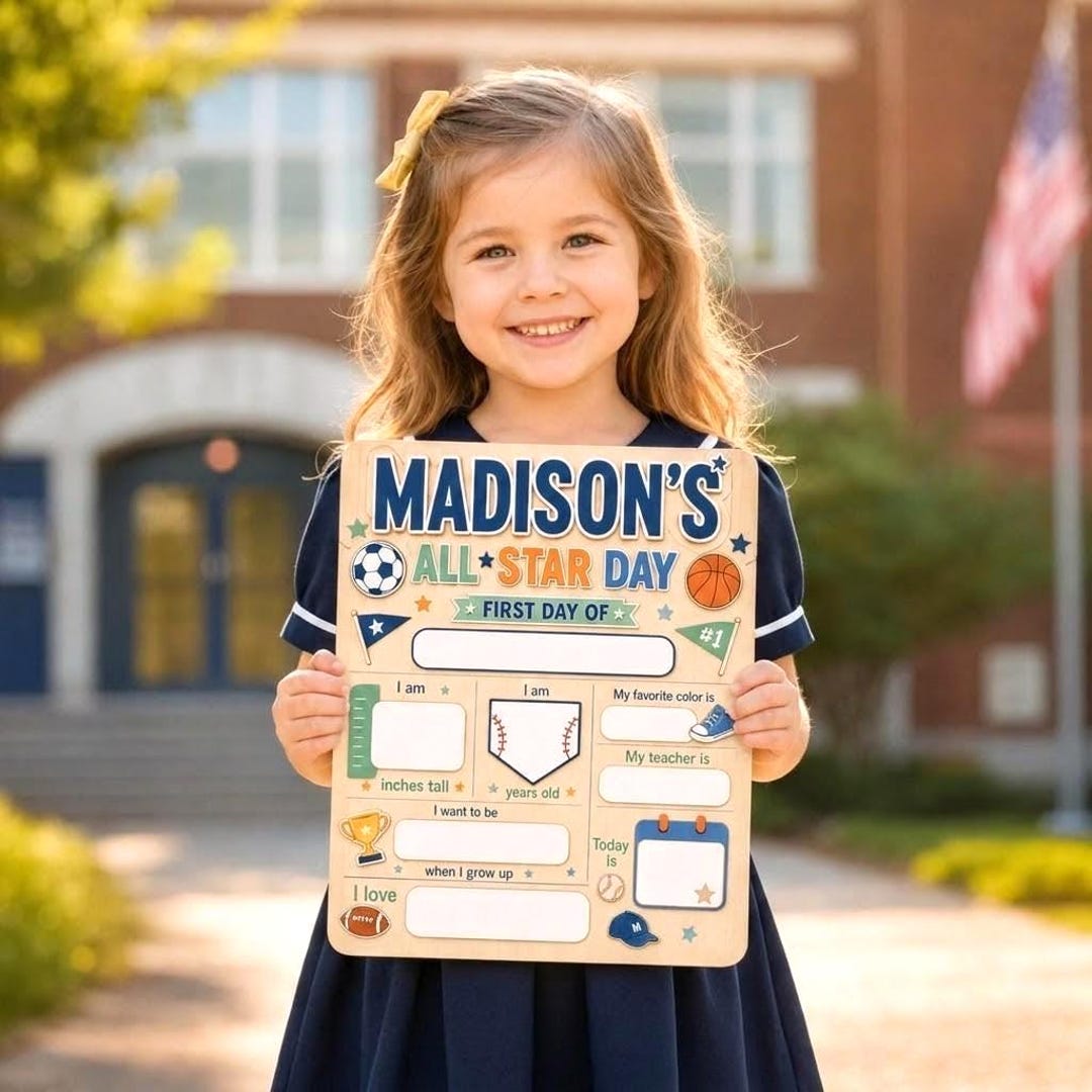 Custom First Day of School Sign, All Star Sports Theme, Boys Back to ...