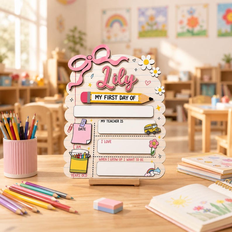 Personalized First Day of School Sign, Custom Wooden Back to School ...