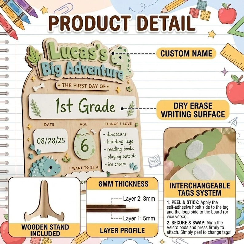 Personalized First Day of School Sign, Custom Wooden Back to School ...