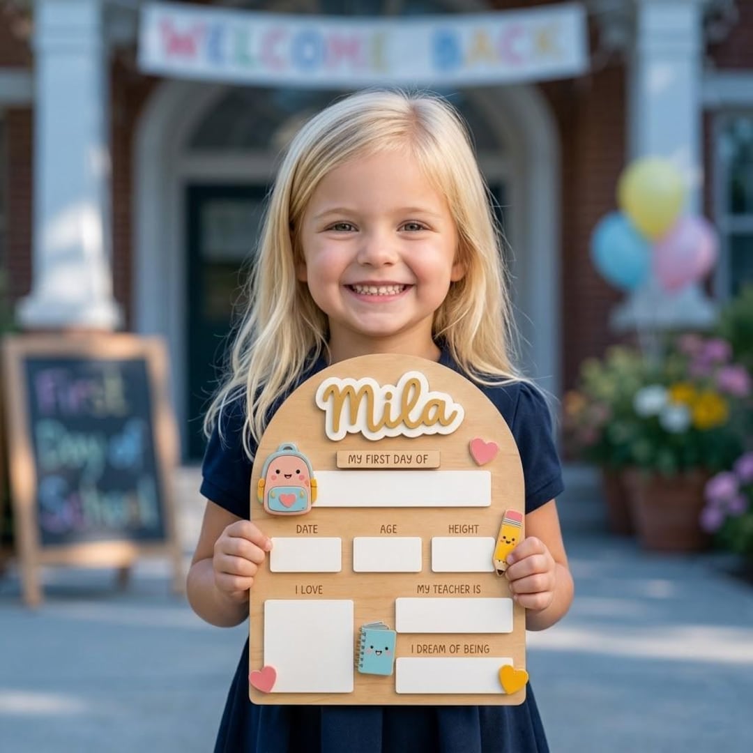 Custom First Day of School Sign, Wooden Arch Back to School Board, Cute ...