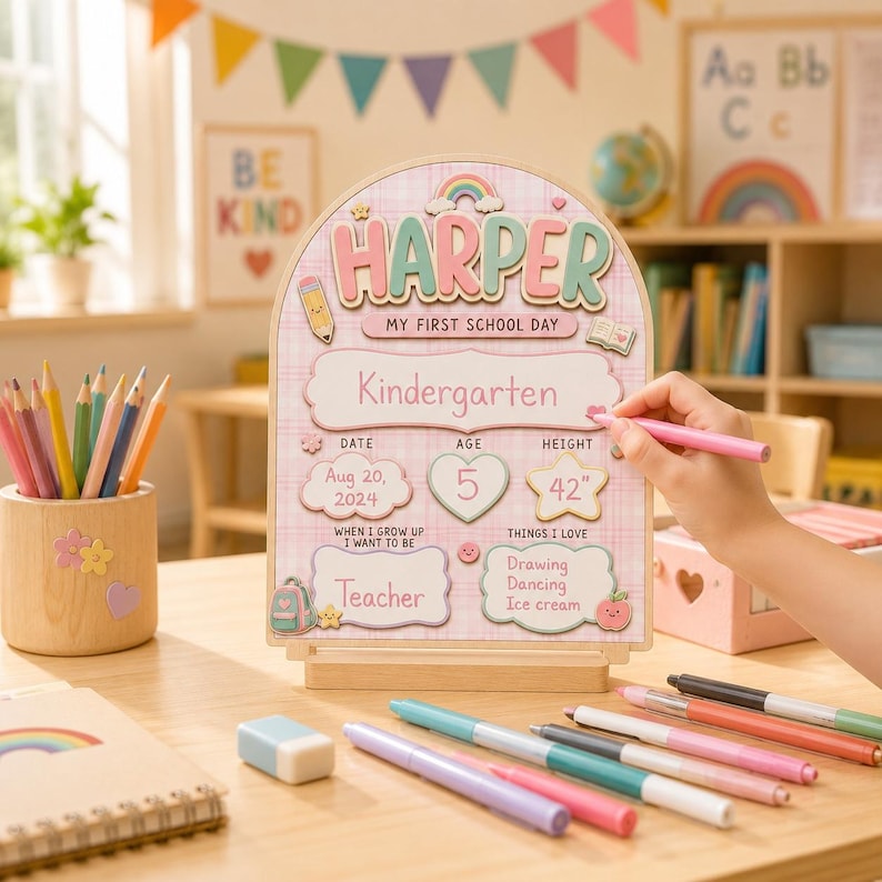 Custom First Day of School Sign, Personalized Back to School Board ...