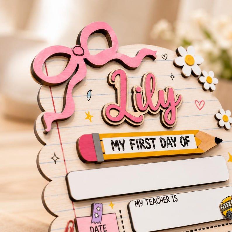 Personalized First Day of School Sign, Custom Wooden Back to School ...