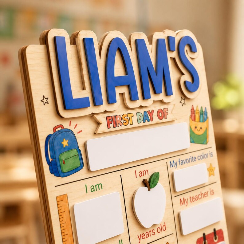 Custom First Day of School Sign, Boy Back to School Board, Personalized ...