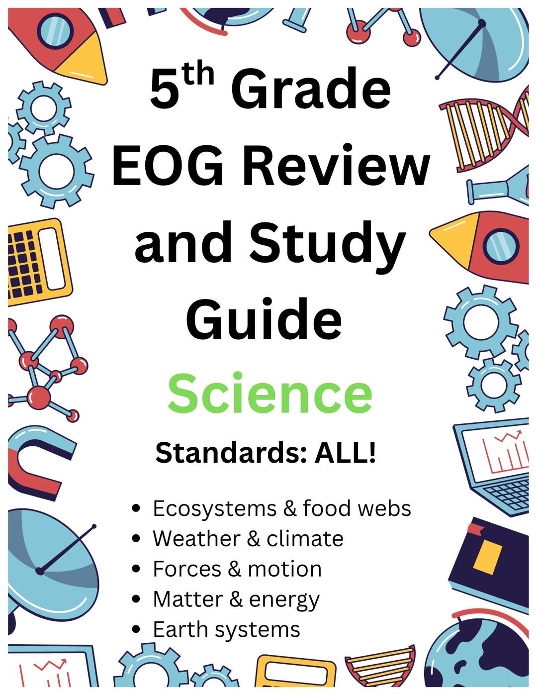 5th Grade Science EOG Review Study Guide (NC Test Prep) - Etsy