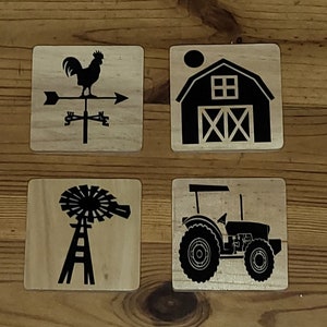 Farm Life Wood Coasters - Etsy