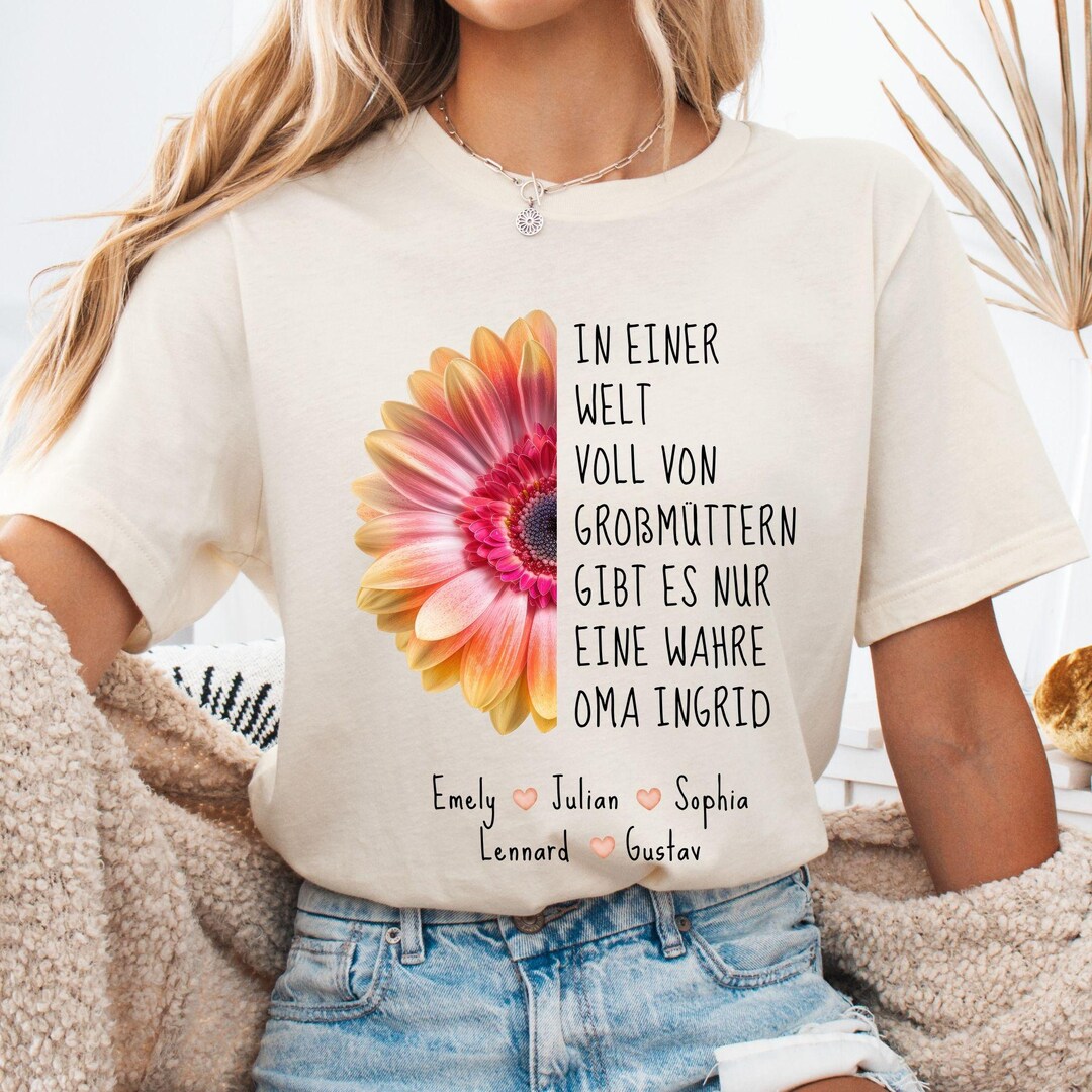 Personalisiertes Oma Shirt mit Namen der Enkelkinder & Oma mit individ ...