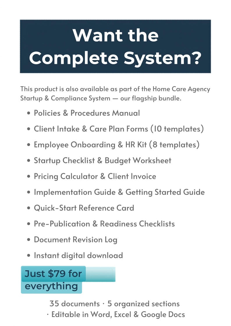 Home Care Employee HR Kit | Templates for Onboarding, Employment ...