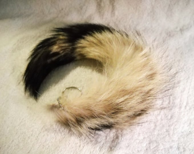 12"-15" Kit Fox Fur Tail Real Furry Totem Keychain Key Ring Ornament ...