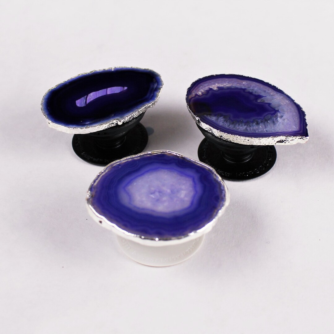 Customized Pop Sockets Agate PURPLE and SILVER With Copper Plating ...