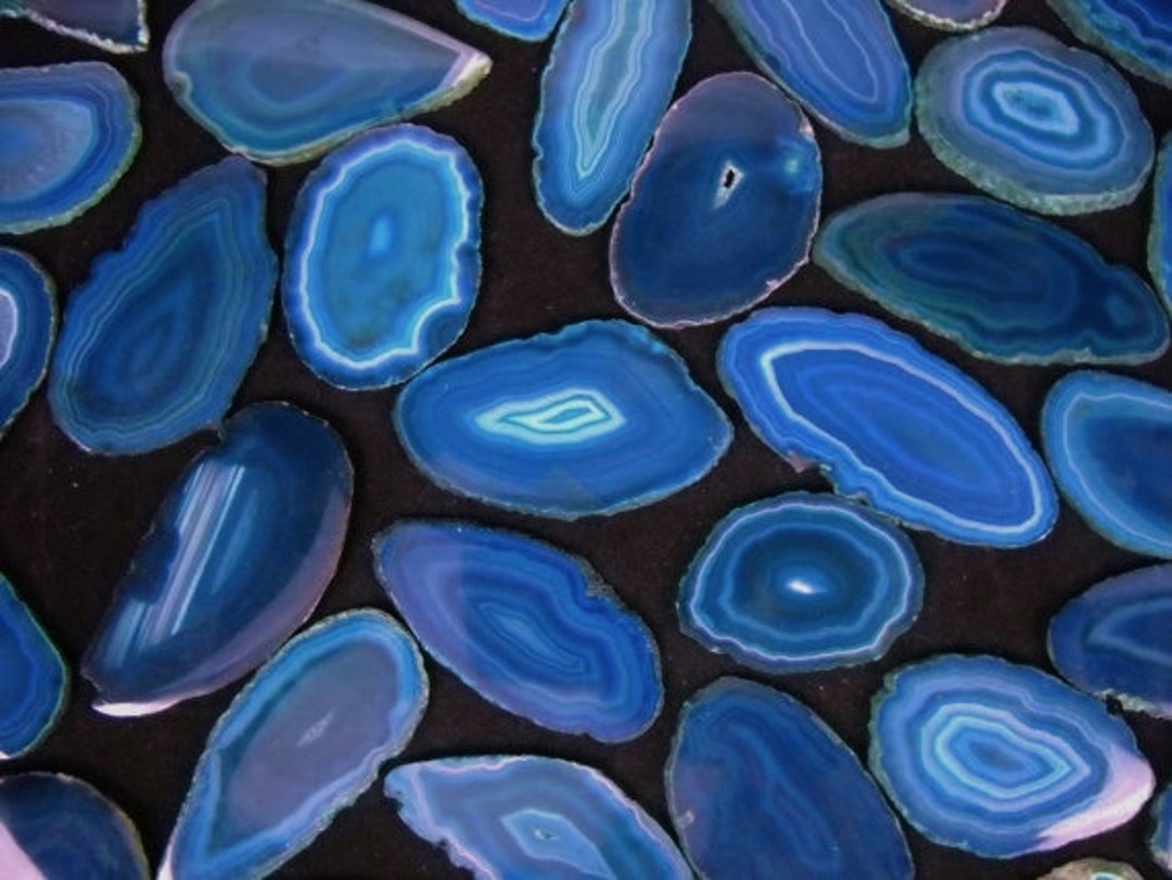 2-3" BULK Agate Slices Dark Blue Polished Dyed Slabs With Solid Centers ...