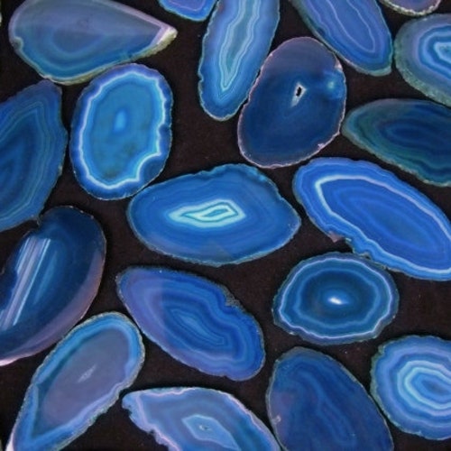 2-3 BULK Agate Slices Dark Blue Polished Dyed Slabs With - Etsy