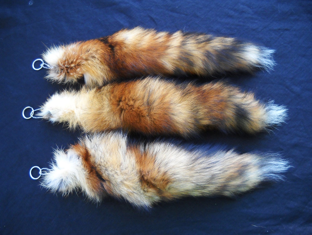 Real 13"-14" Red Fox Fur Tail Totem Keychain Key Ring Key Fob for Purse ...