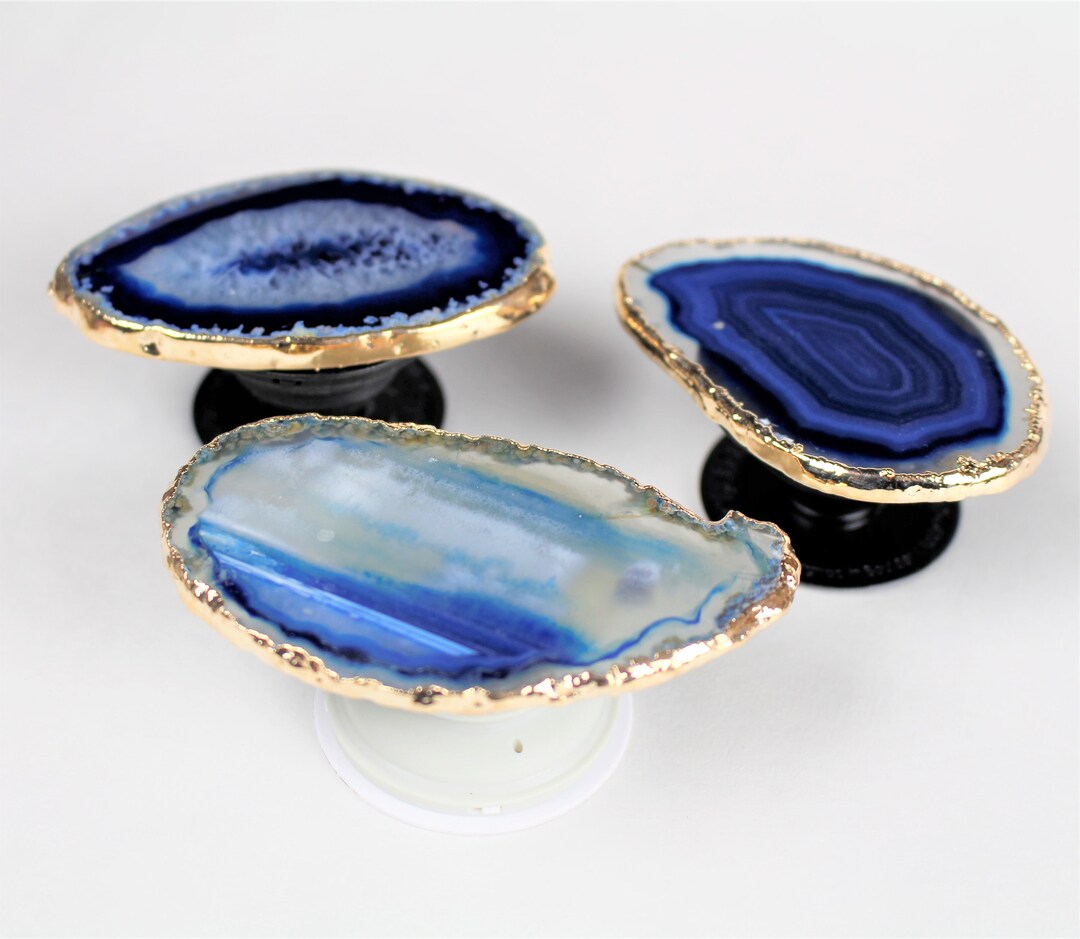 Wholesale 5ct Pop Sockets Navy Blue Gold / Copper Plated Gemstone Pop ...
