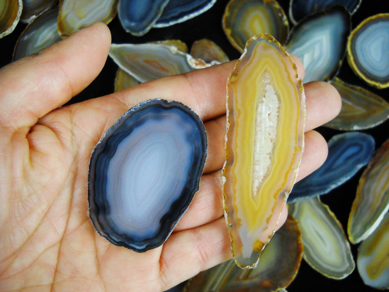 Multipack 1.5-3" Grey or Tan/brown Agate Slices Natural Colors Polished ...