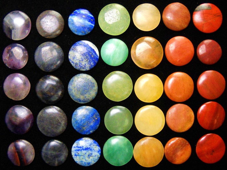 7 Chakra Stones CIRCLES Polished Cabochons Rock Stone Mineral Specimen ...