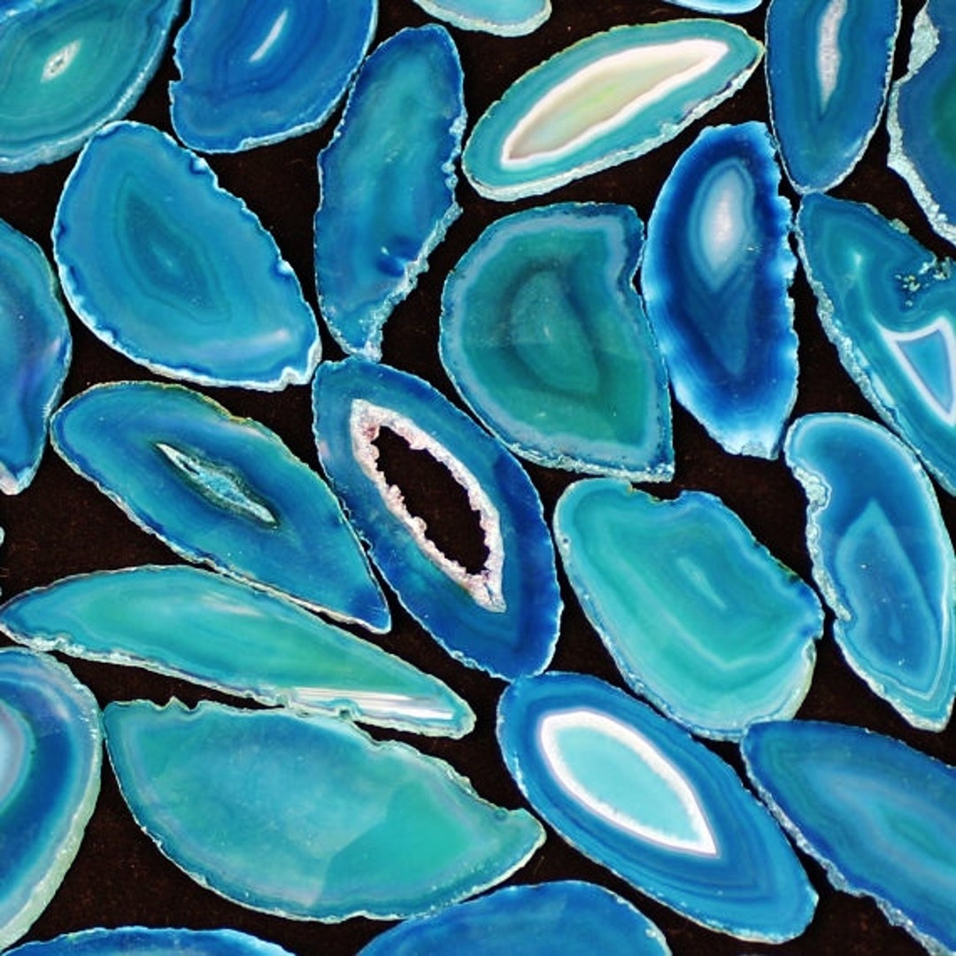 Multipack 2"-3" BULK Agate Slices Turquoise Blue Polished Dyed Slabs ...