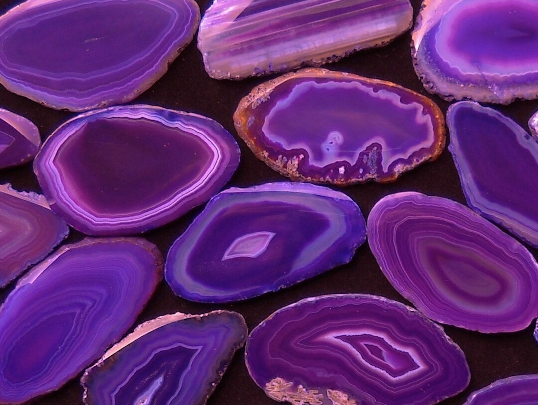 Multipack 1.5-3" Agate Slices Purple Color Polished Dyed Slabs Natural ...