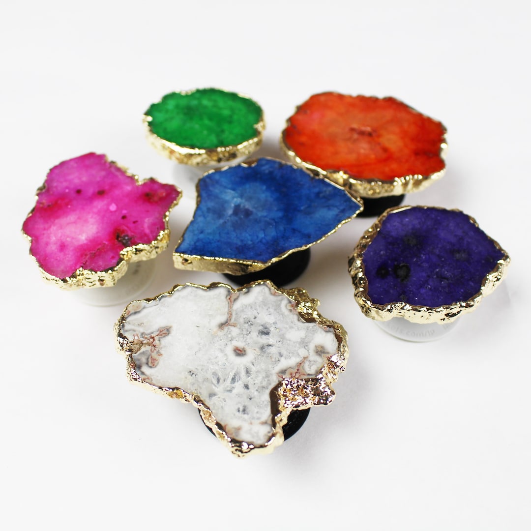 Customized Pop Sockets Quartz Gold Plated White, Pink, Blue, Purple ...