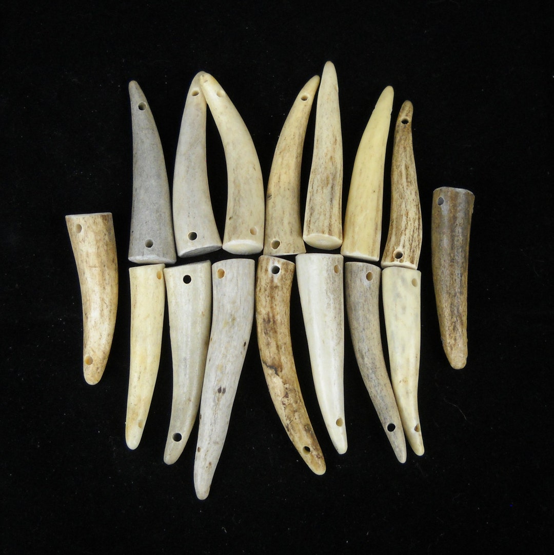 Multipack 2.25-3" DRILLED Antler Tips 2 HOLE Connector Real Deer Bone ...
