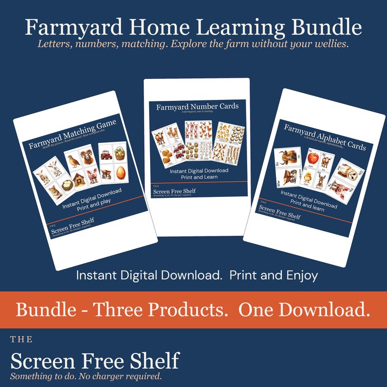 Farmyard Home Learning Bundle — Printable | 3 Products | Instant ...