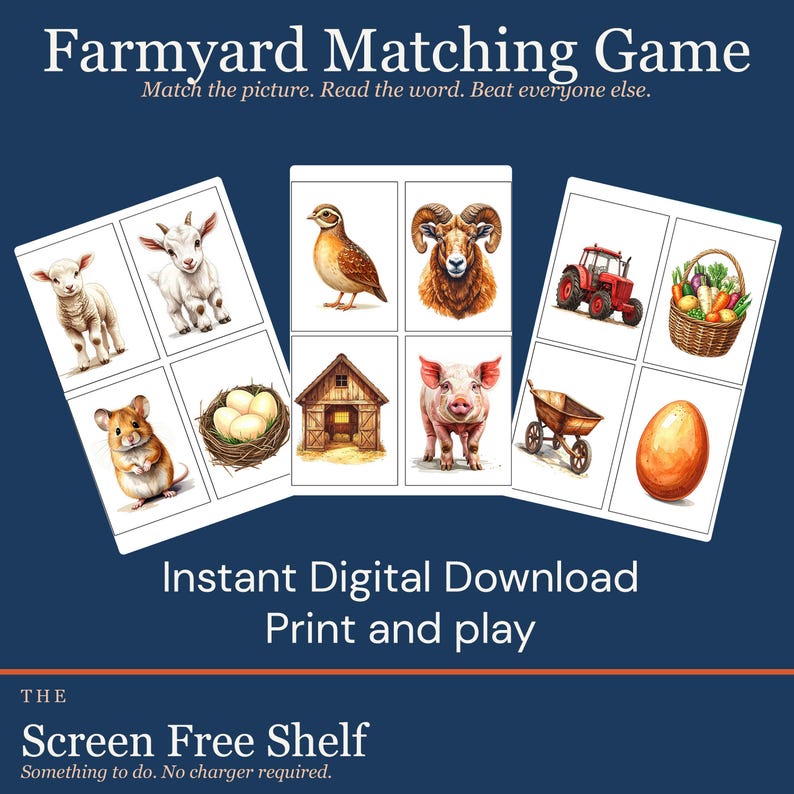 Farmyard Learning Bundle – Alphabet, Numbers, Matching Game (digital ...